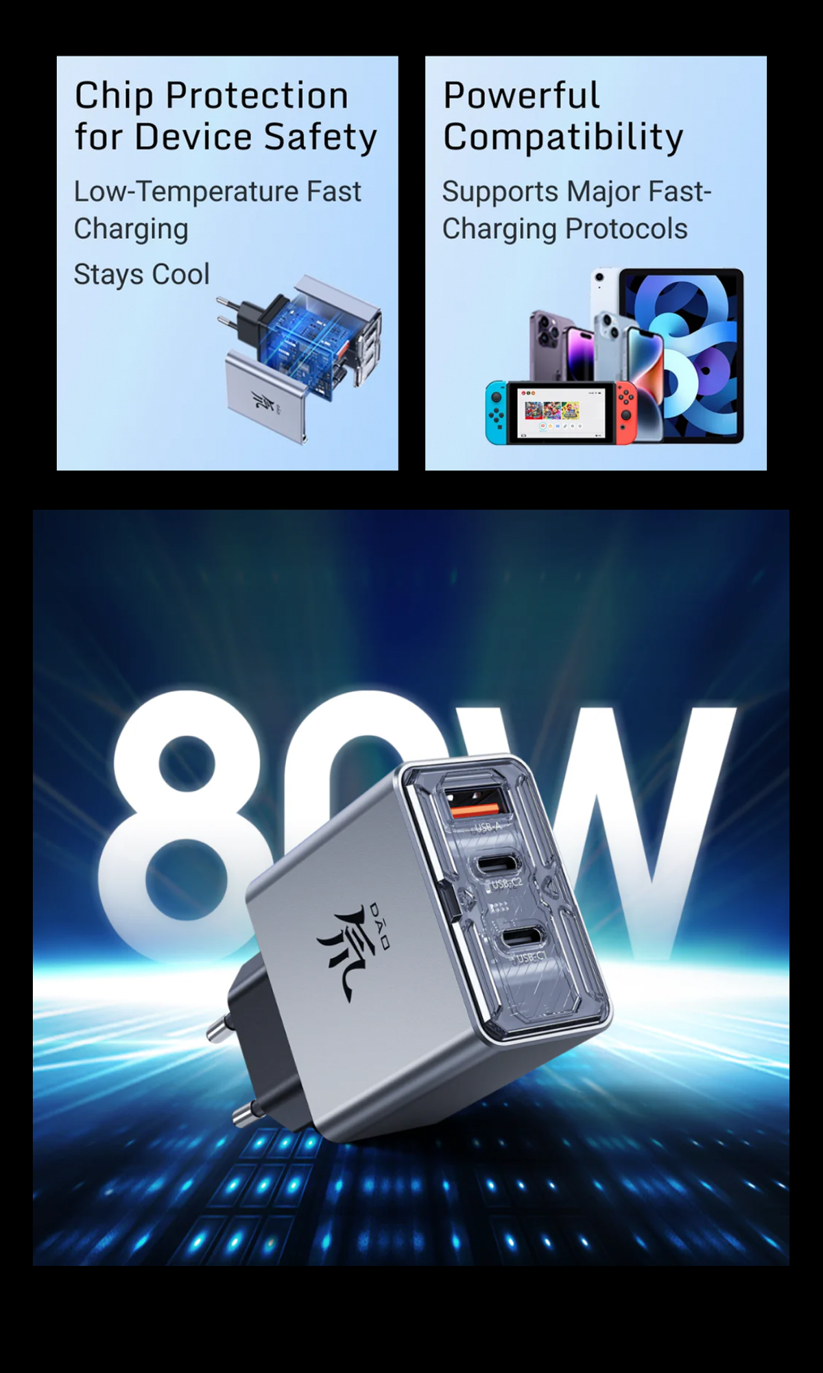 [PROMO] REDMAGIC DAO 80W 3-Port GaN Power Charger (EU Version ...