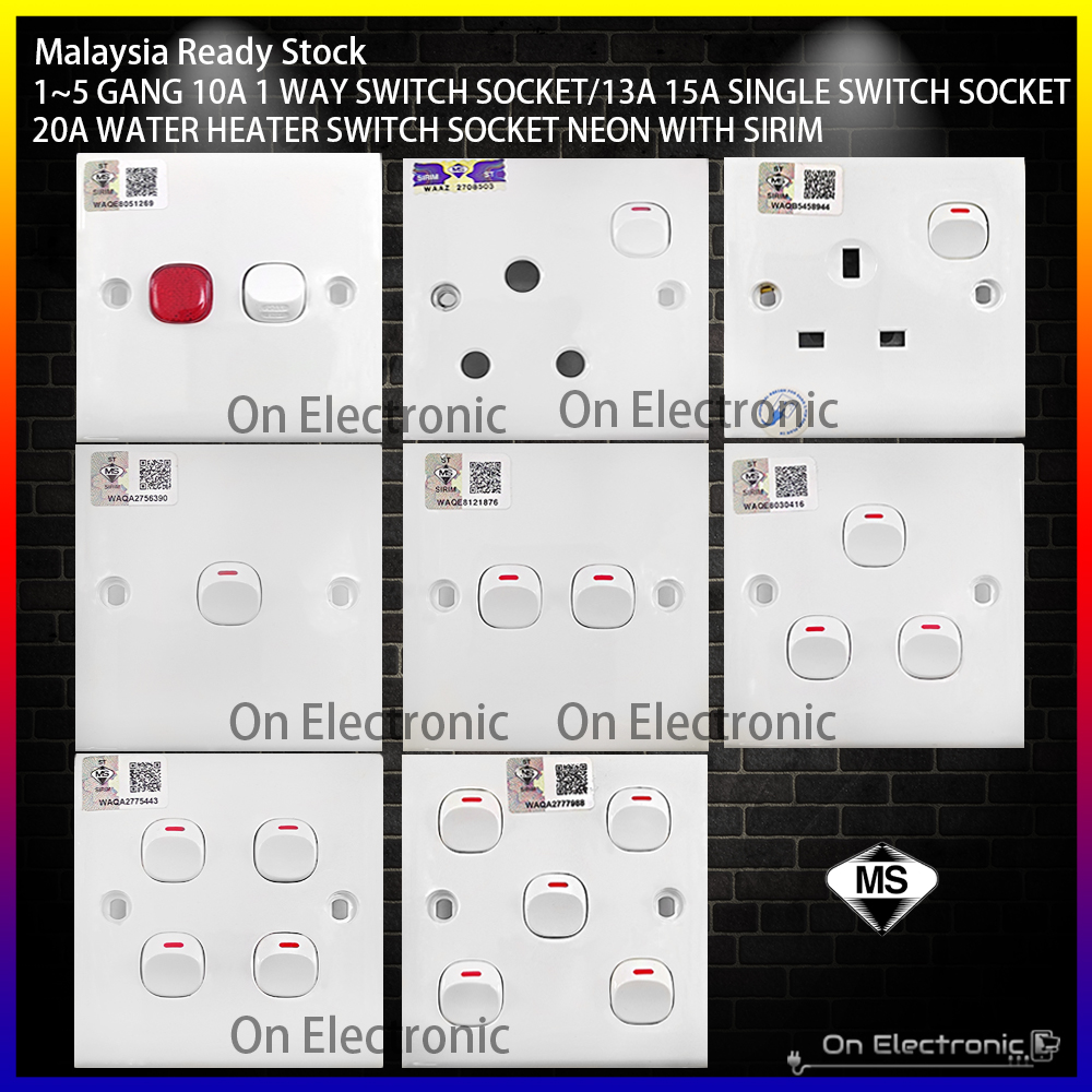 1/2/3/4/5 GANG 10A 1 WAY SWITCH SOCKET /13A 15A SINGLE SWITCH SOCKET ...
