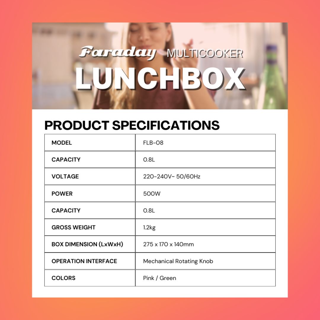 Faraday 0.8L Lunch Box FLB-08 / FLB-10D | Shopee Malaysia