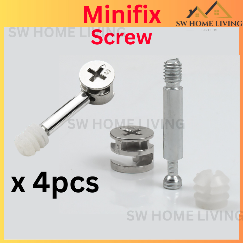 SW 3 in 1 Minifix Screw 4set Housing Bolt Nut Connector Part Screw ...