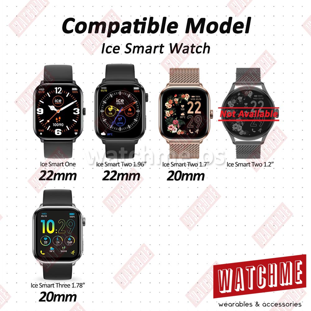 Ice Smart Watch Strap, Color Series 22mm 20mm, Metal Black Buckle, For ...