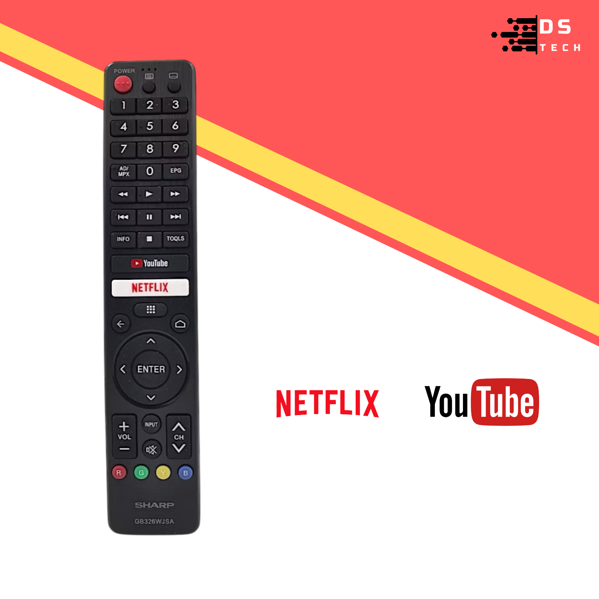SHARP TV REMOTE CONTROL REPLACEMENT FOR ANDROID TV WITH NETFLIX AND ...
