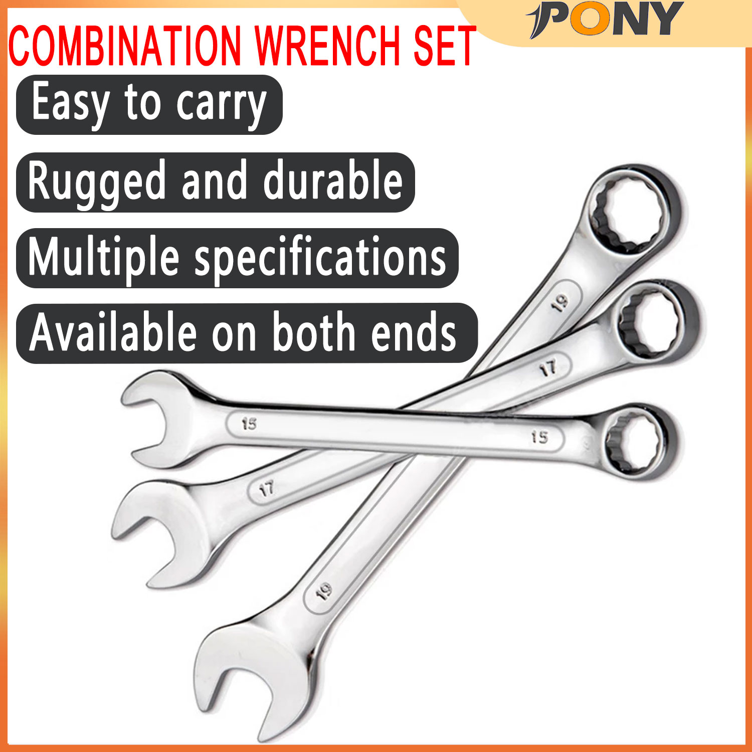 Pony Home-Combination Repair Wrench 8-24mm Spanner Set Tools Set 14 PCS ...