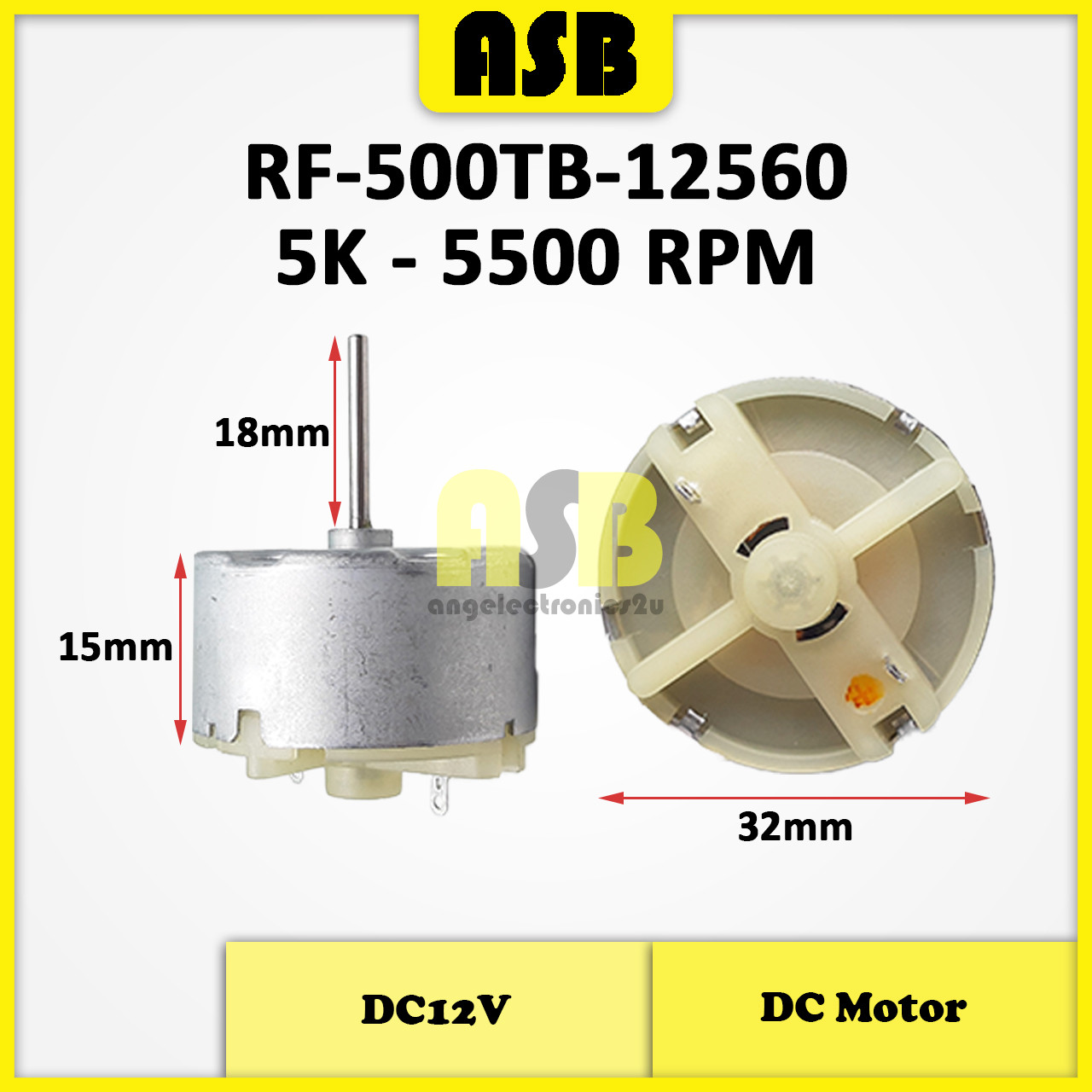 (1pc) DC Motor DC12V ( 2500±RPM / 4500±RPM / 6000RPM / 8500±RPM / 9500±RPM / 14K±RPM / 18K±RPM ...