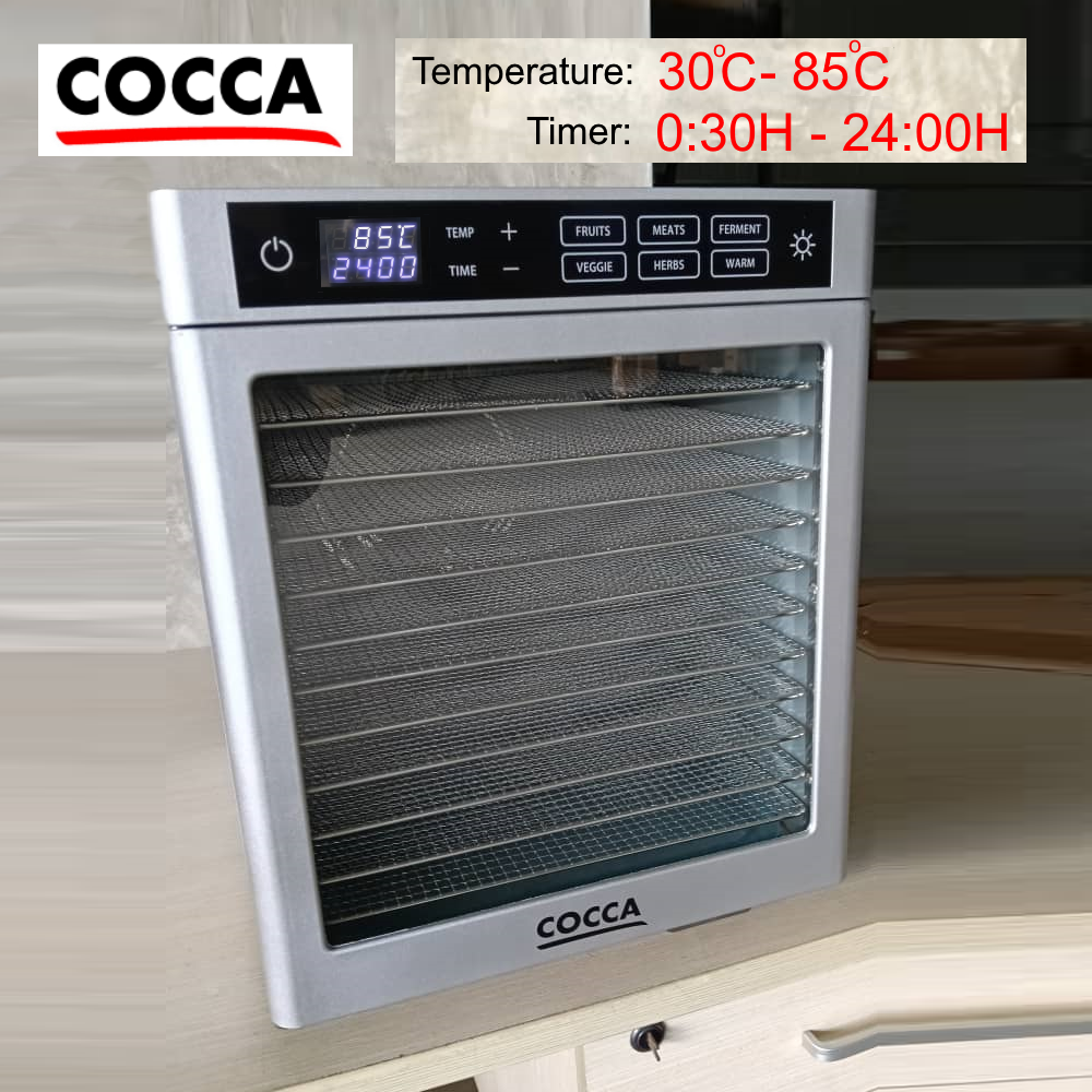 COCCA 12-Tier SUS304 Stainless Steel Food Dehydrator Commercial Grade ...