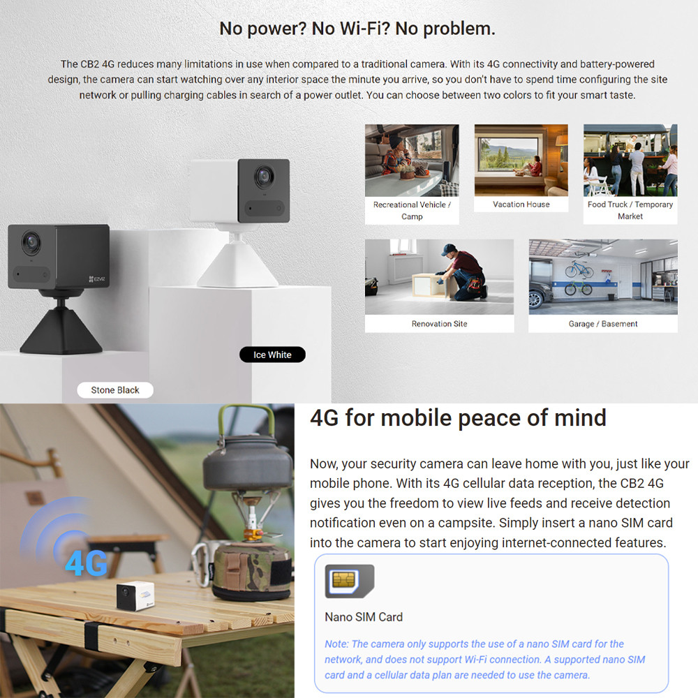 Ezviz CB2 1080P FHD 2MP / CB2 4G 3MP 2K Wi-Fi Smart Home Battery Two ...