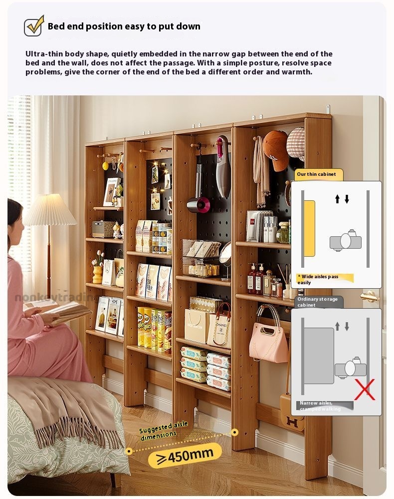 Solid Wood Pegboard Ultra-Thin Rack Multi-Functional Gap Storage Rack ...