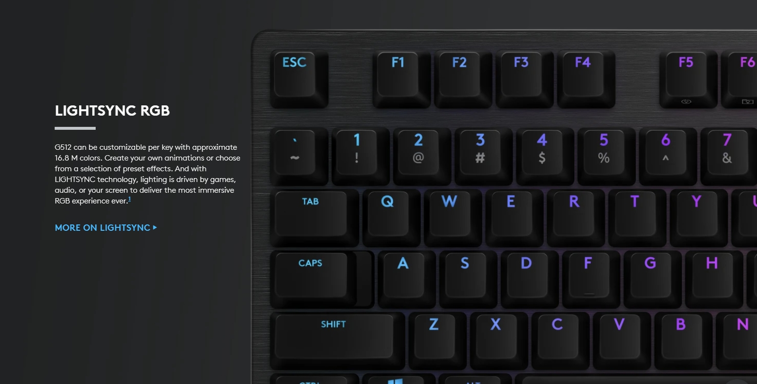 LOGITECH G512 CARBON LIGHTSYNC RGB WIRED MECHANICAL GAMING KEYBOARD ...