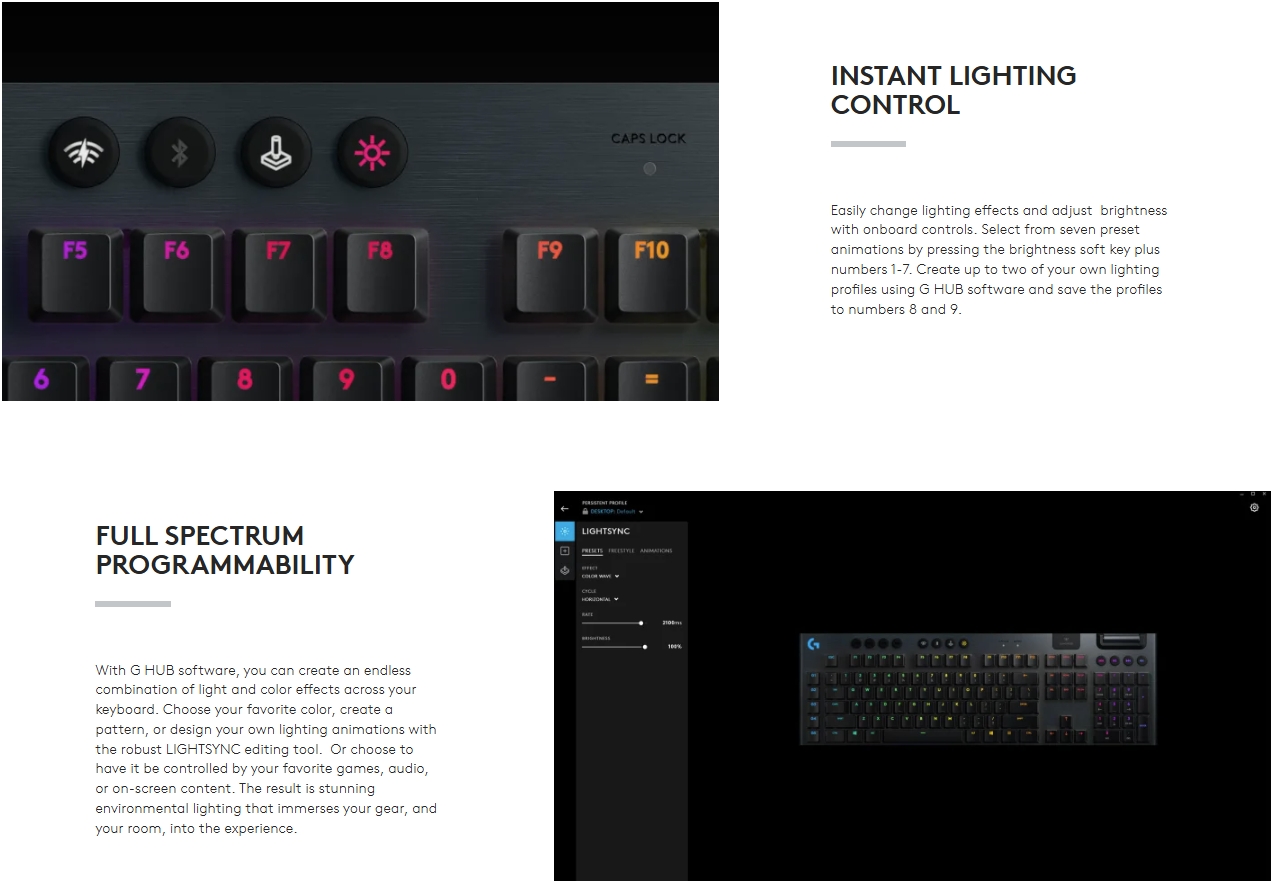 LOGITECH G913 WIRELESS MECHANICAL GAMING KEYBAORD WITH LIGHTSYNC RGB ...