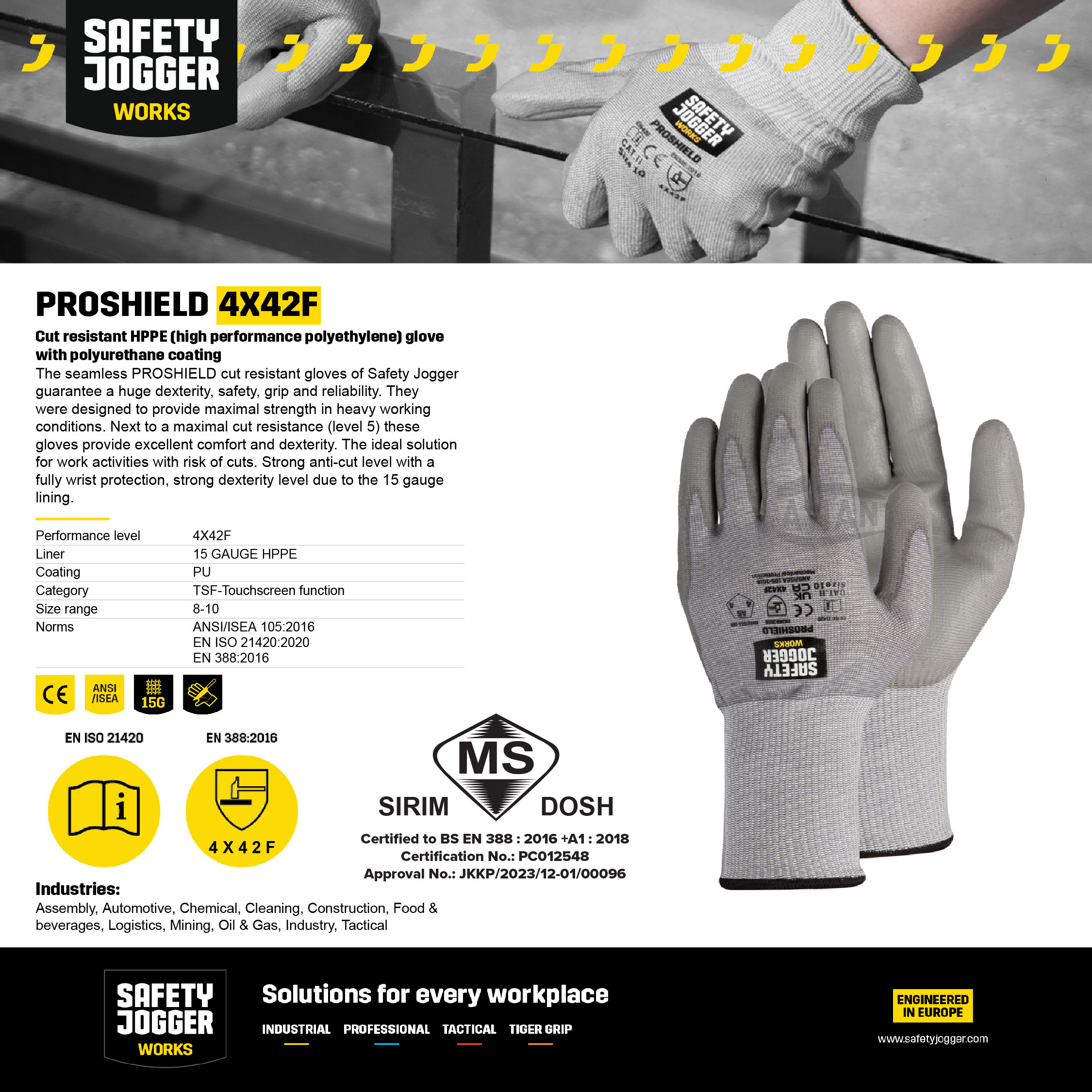 SAFETY JOGGER ProShield Anti Cut PU Coating High Quality Industrial ...