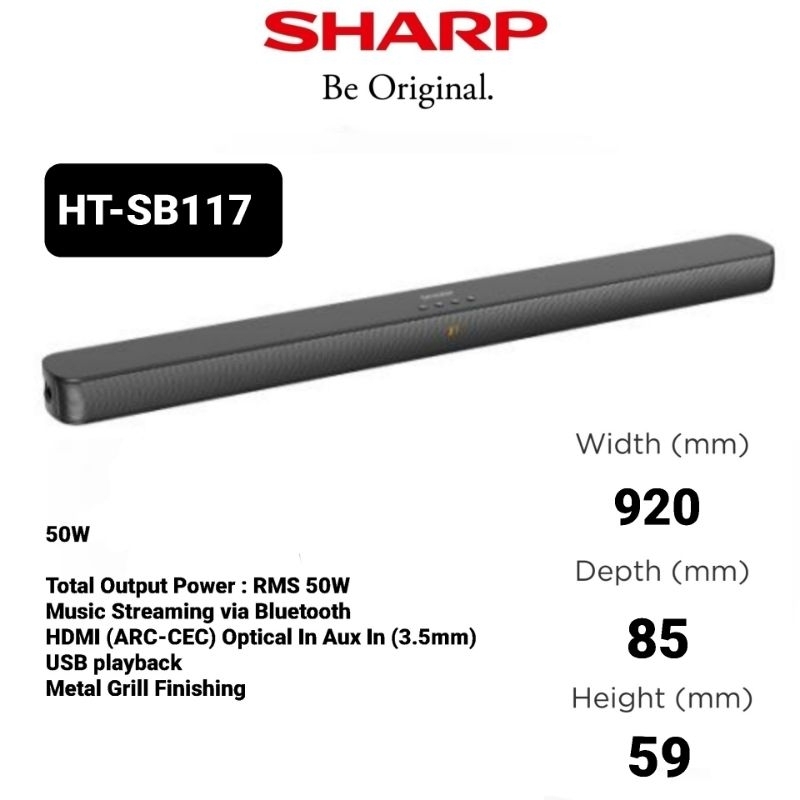 Sharp SB117 50W Soundbar HT-SB117 HTSB117 | Shopee Malaysia