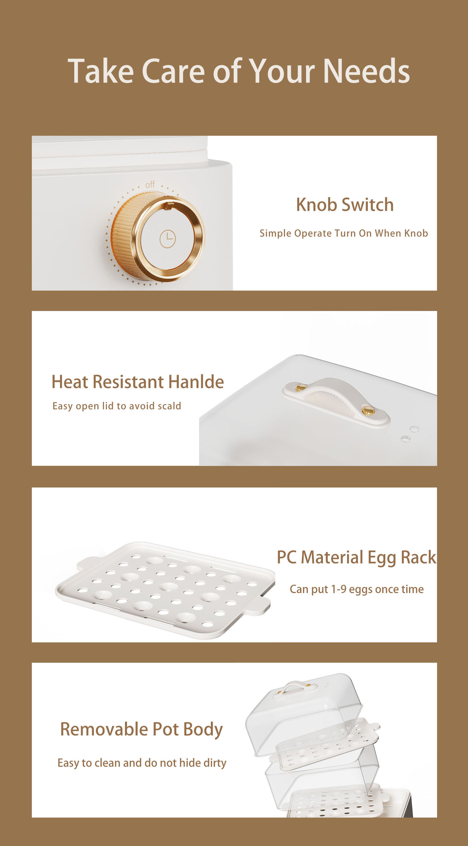 2025 New Model CEOOL Half Boiled Egg Steamer Bread Steamer Food Steamer ...