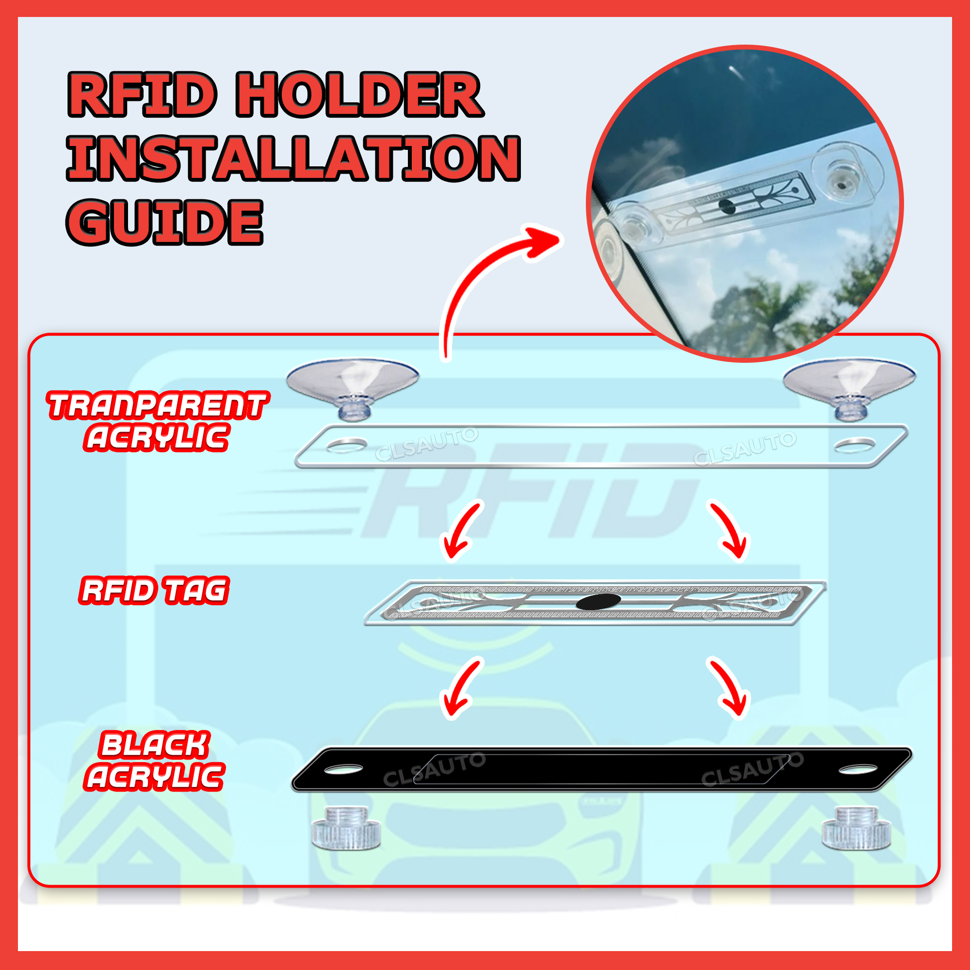 Car RFID Holder for TNG New Old Tag Double Layer Transparent Clear ...