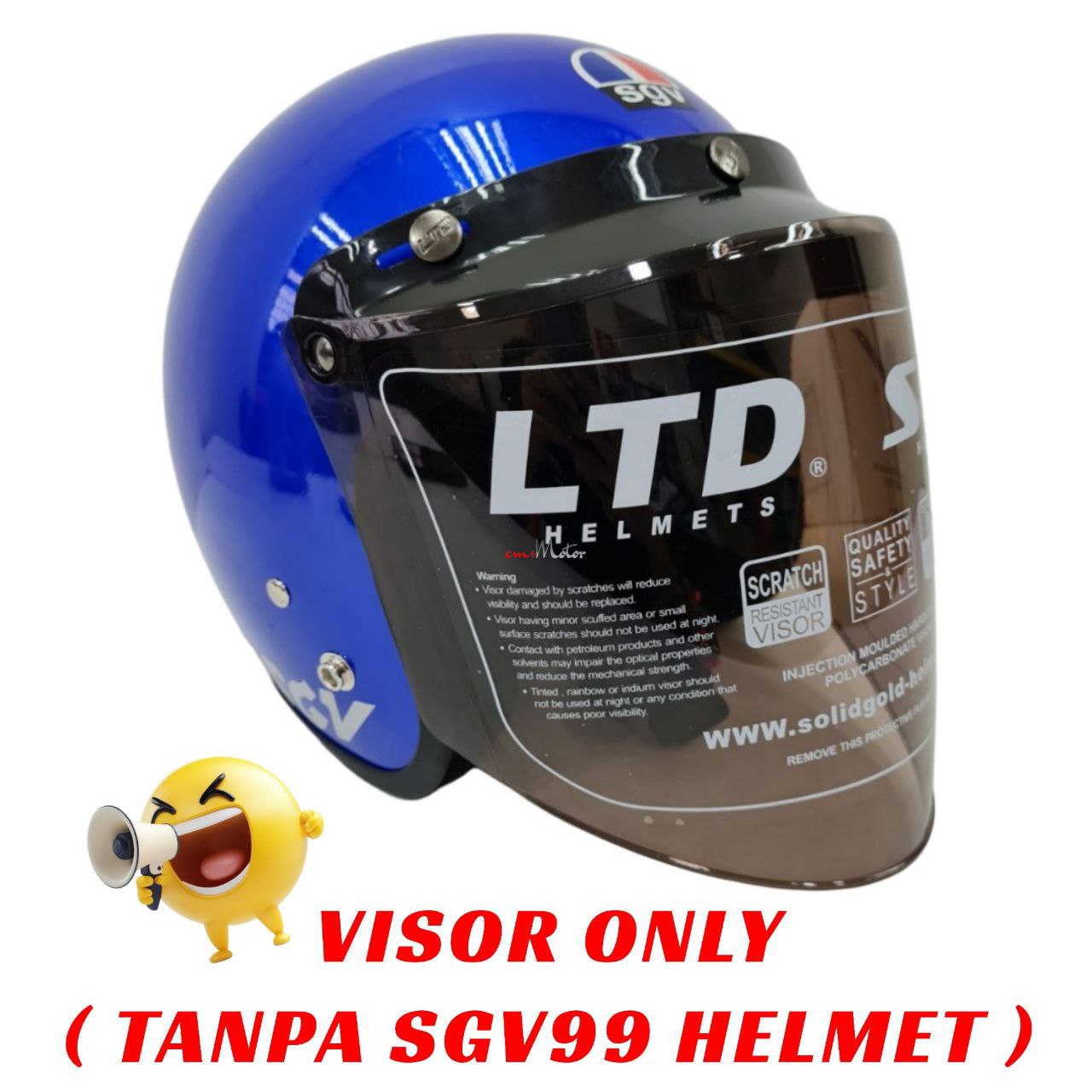 Original LTD SGV Tinted Tajam V-Shape Visor (For Helmet MS88, MHR, RS88 ...
