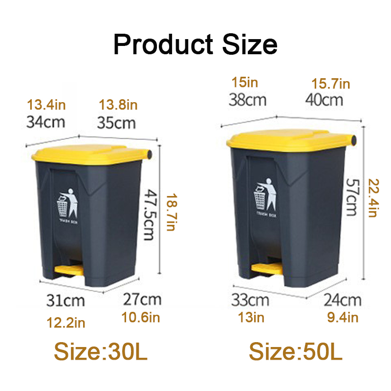 50 Ltr Dustbin Kitchen PP Pedal Dustbin Square Step Dustbin Tong Sampah ...
