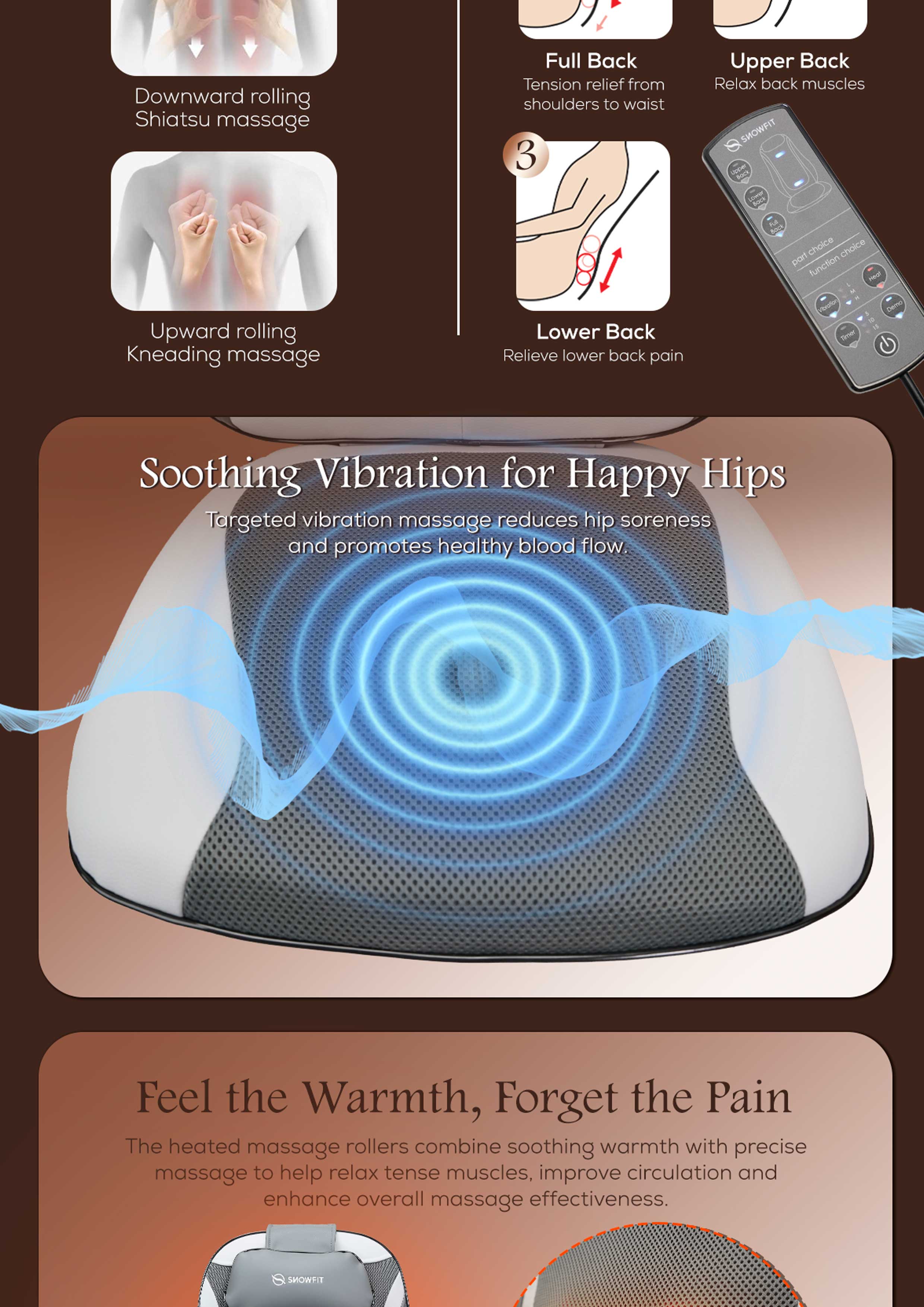 SNOWFIT MediBack Shiatsu Kneading Heating Back Massager | Shopee Malaysia