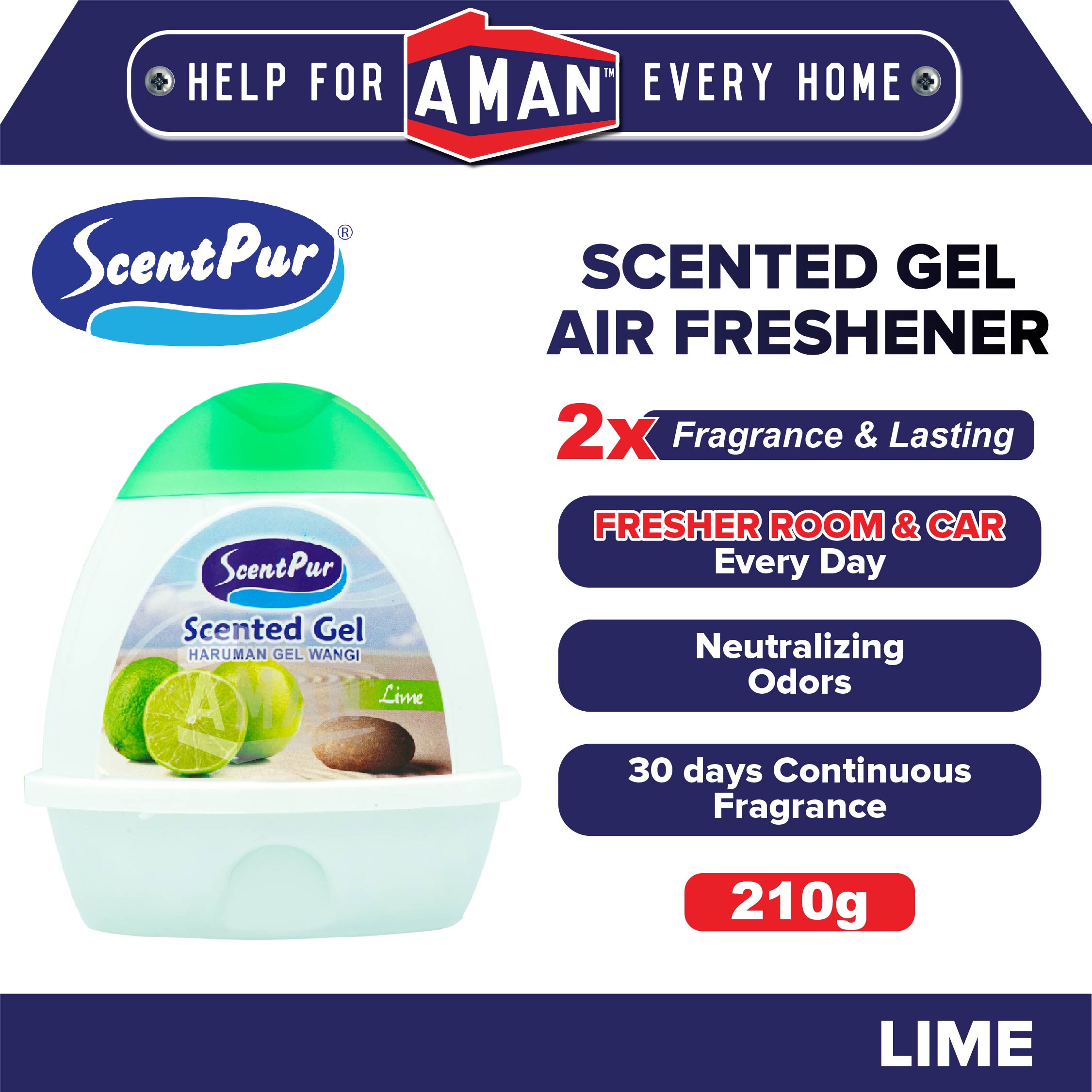 SCENTPUR Air Freshener Room Fresh Scented Gel Refreshing Car Perfume ...