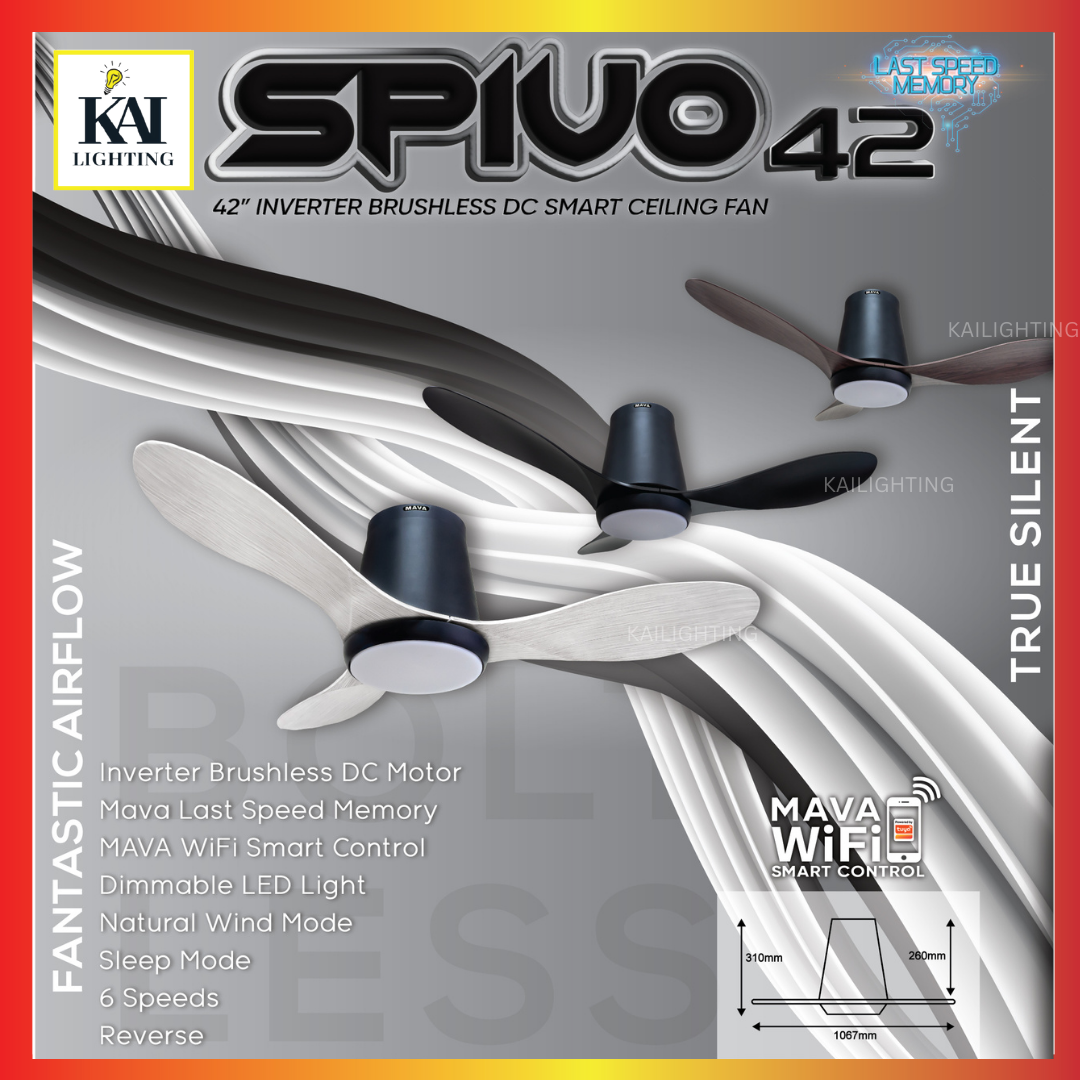 MAVA Spivo 3 Blades Inverter Brushless DC Motor Smart Control Ceiling Fan / Kipas Siling 风扇吊扇 ...