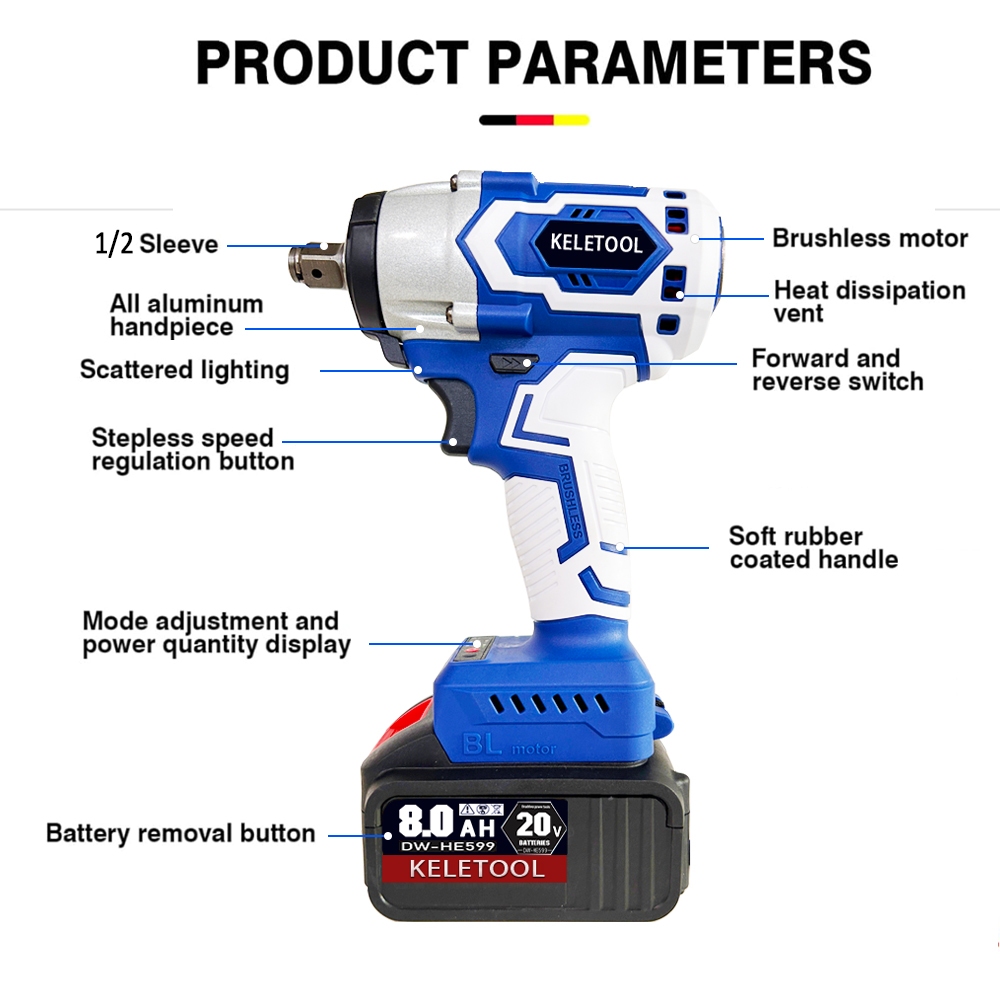 impact wrench KELETOOL KE005 3000N.M Torque Brushless Electric Impact ...