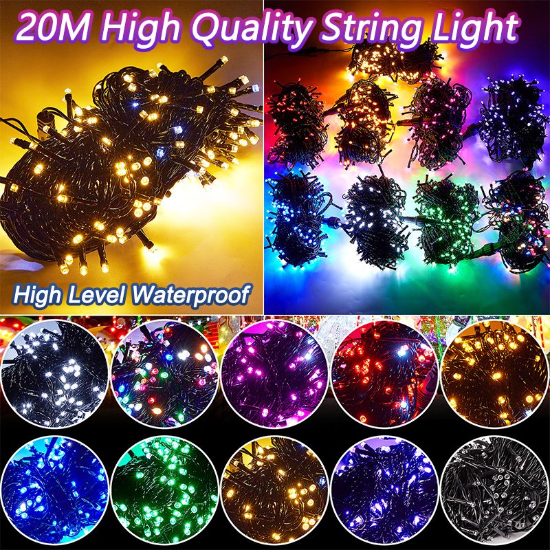 20M 200LED Black wire hari raya light Outdoor Waterproof LED String ...