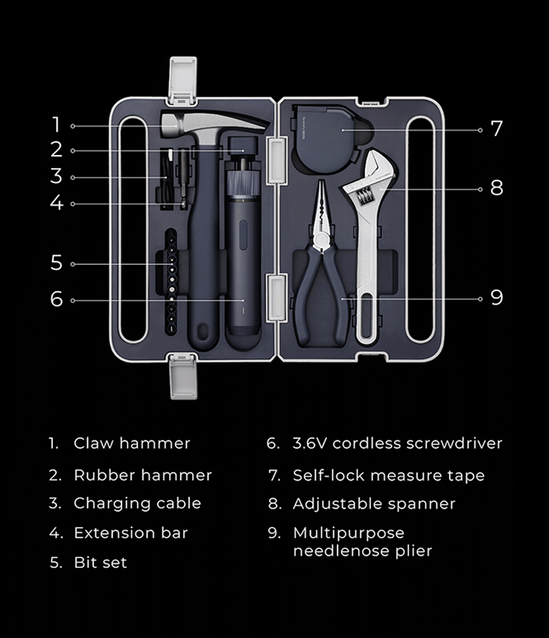 HOTO Screwdriver Hardware Tool Set For DIY Projects (3.6V/5 Pcs ...