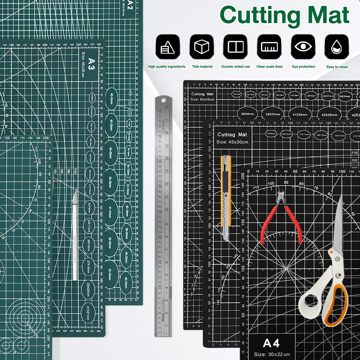 A2/A3/A4 PVC Cutting Mat DIY Grid Patchwork Cut Pad Large Self Healing ...
