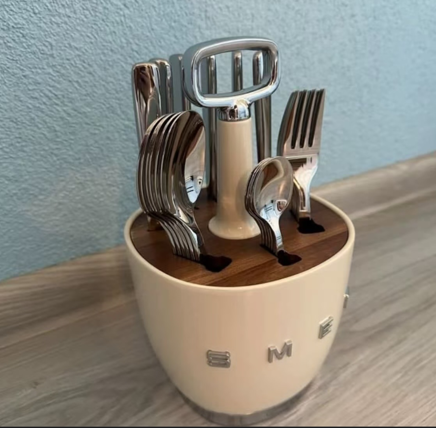 🤞NEW🤞 Italian SMEG Cutlery caddy / holder Limited Edition 304 stainless ...