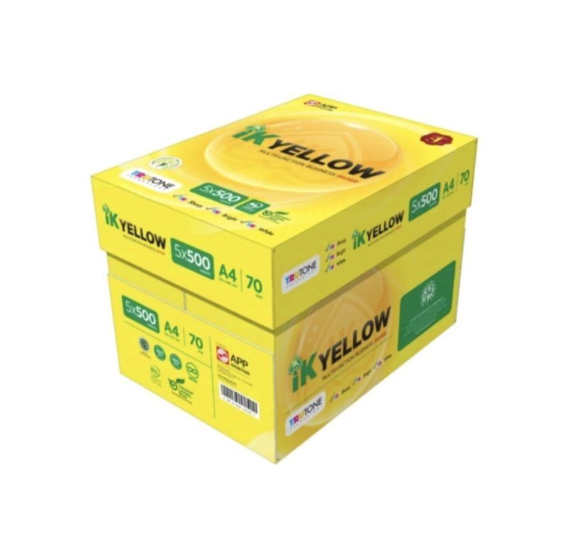 Kertas IK Yellow 500s 70gsm A4 Paper 1 Carton Box (5 Reams) (500 sheets/ream) | Shopee Malaysia