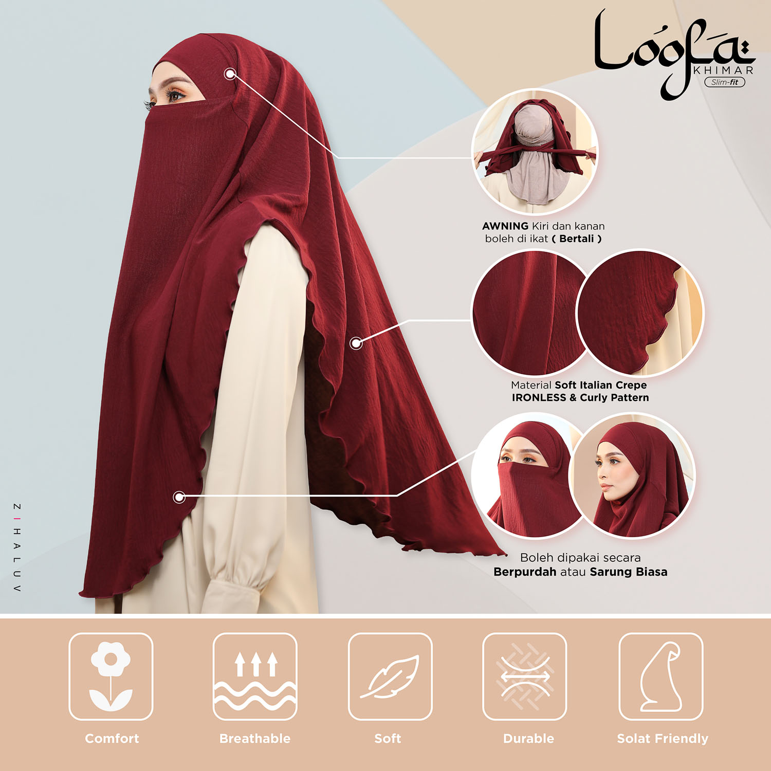 Zihaluv - Loofa Khimar Slit Fit - 5 Helai RM100 | Shopee Malaysia