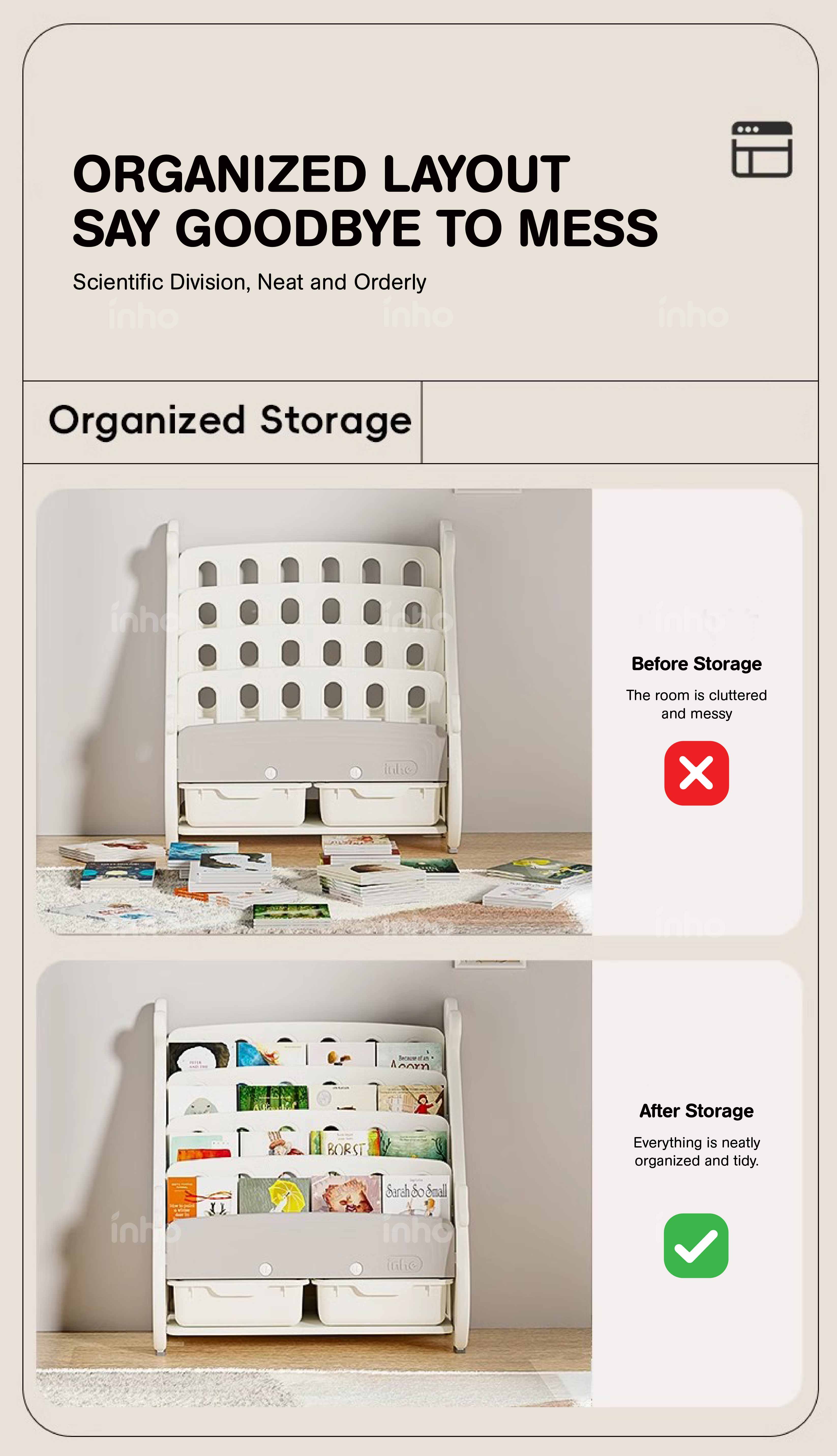 INHO 5/6 Layers Cute Whale Design Kids Child Book Toy Utility Bookshelf ...