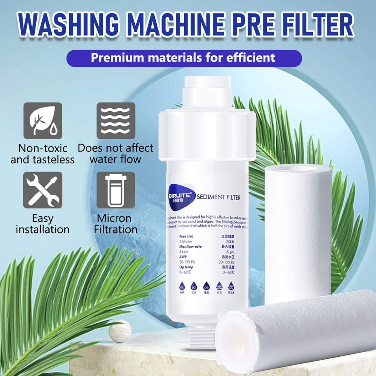 Water Filter Shower Head Purification Dechlorination Residual Household ...