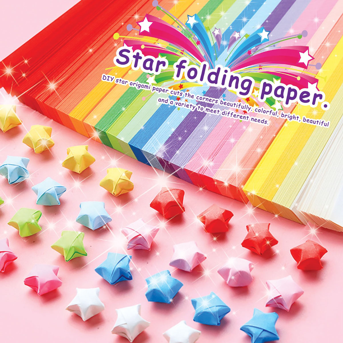Lucky Star Paper Rainbow Origami Paper colorful star paper Hand Crafts ...