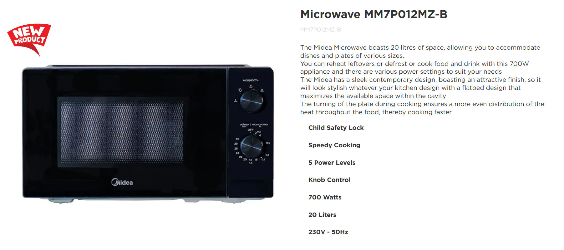 Khind / Midea / Beko Microwave Oven 20L 700W With Quick Defrost Easy ...