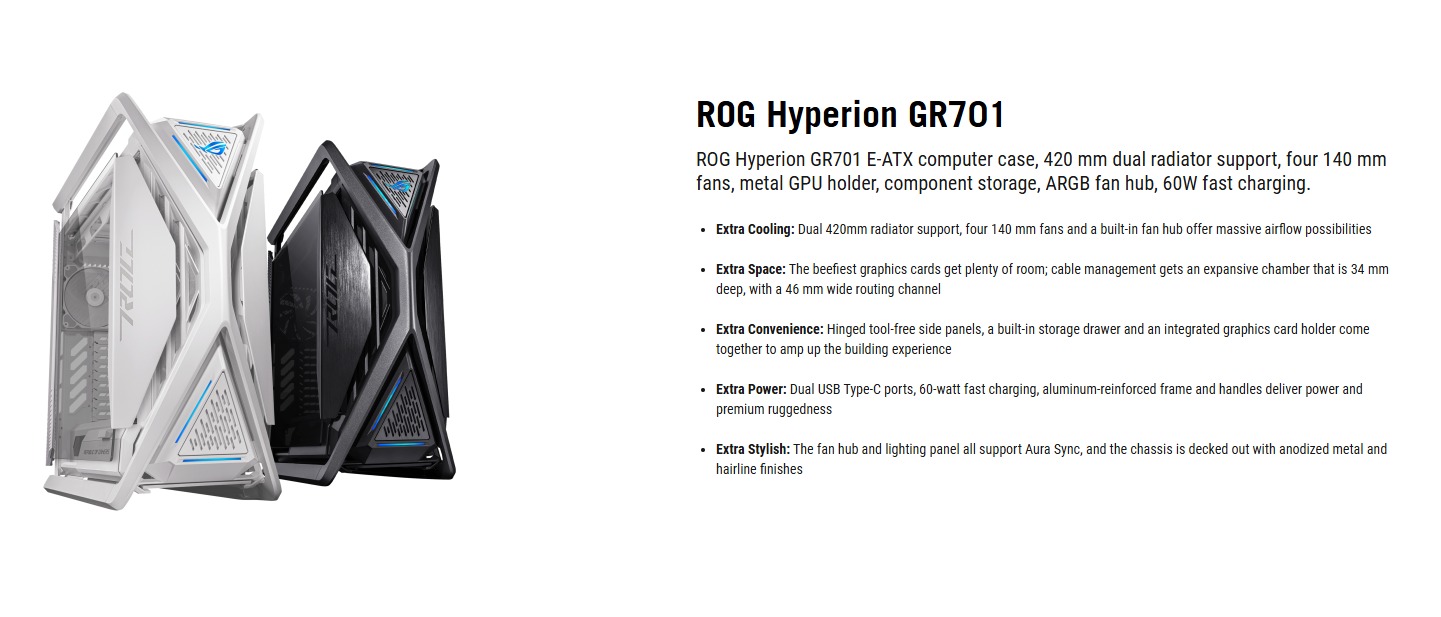 ASUS ROG Hyperion GR701 Casing E-ATX (Black / BTF Black / White) Gaming ...