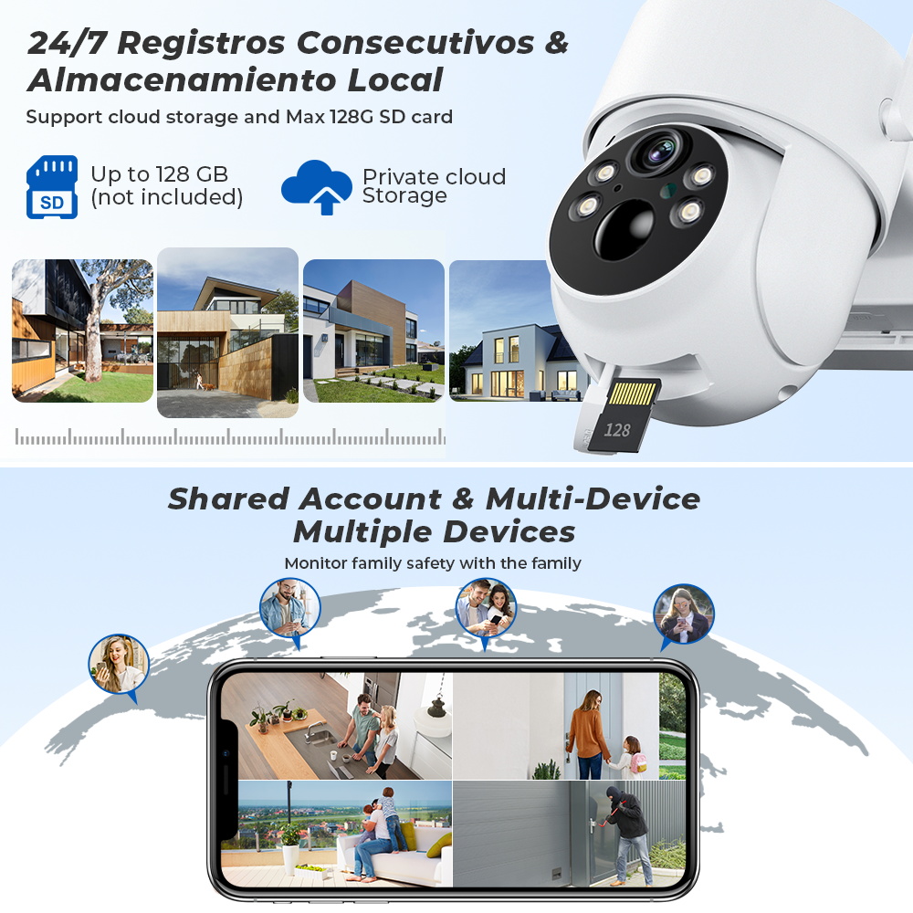 ICSEE CCTV Solar Wireless Outdoor 4MP Dual Lens 1080P FHD 360° IP66 ...