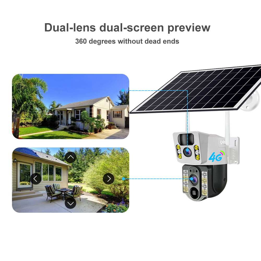 V380 Pro Solar outdoor cctv camera wireless Dual lens 4G Sim waterproof ...