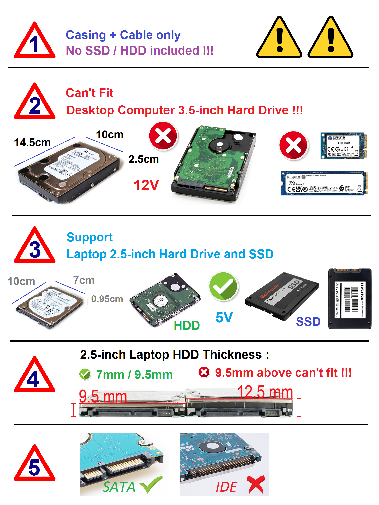 USB 3.0 2.5" SATA Hard Disk External Case Tool-Free Transparent 2.5 ...