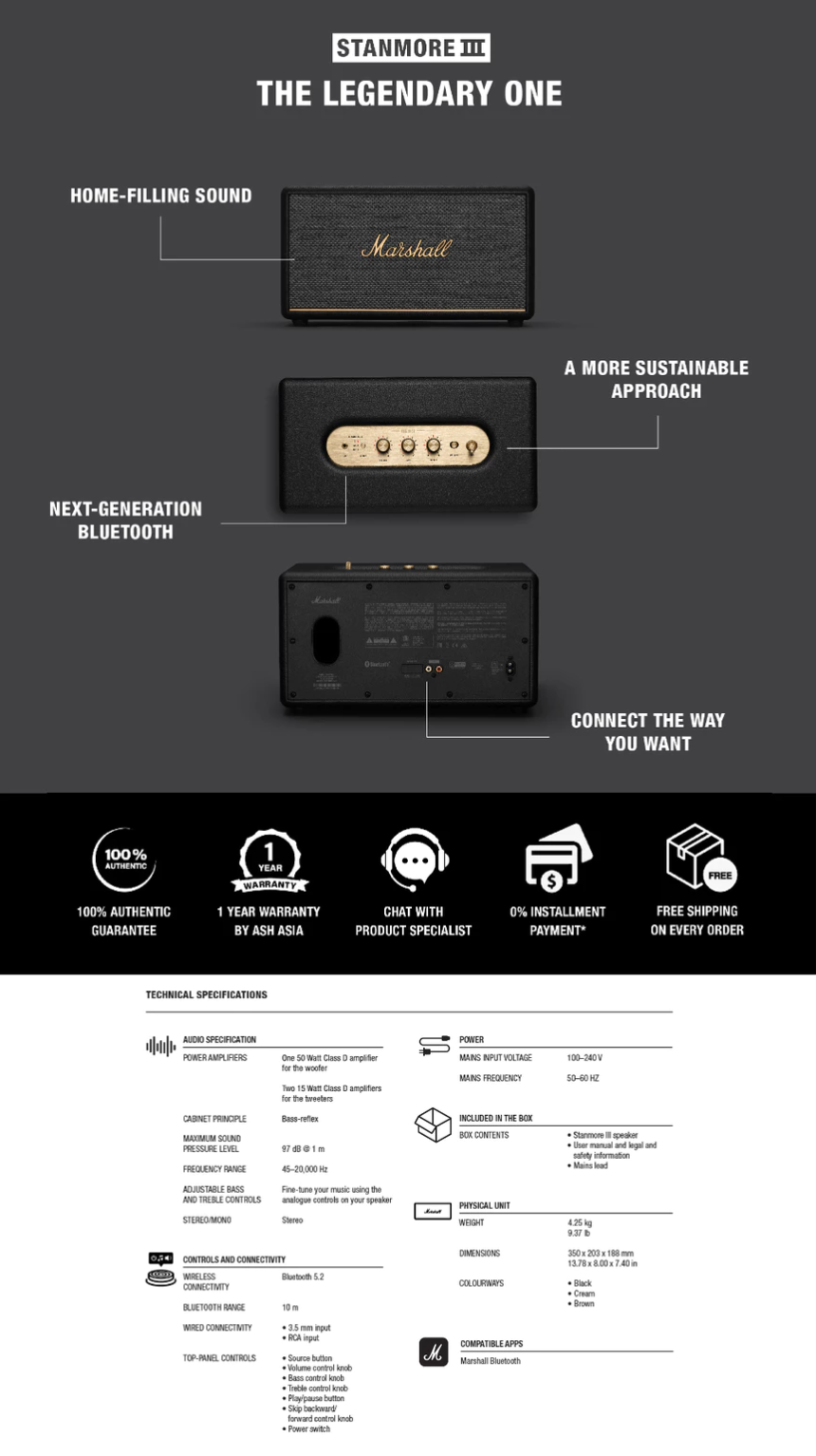 Marshall Stanmore III Bluetooth Speaker | Shopee Malaysia