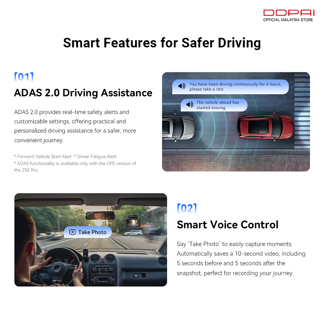 DDPAI Z50 Pro 4K GPS Front & Rear Super Capacitor Dash Cam with 4G ...