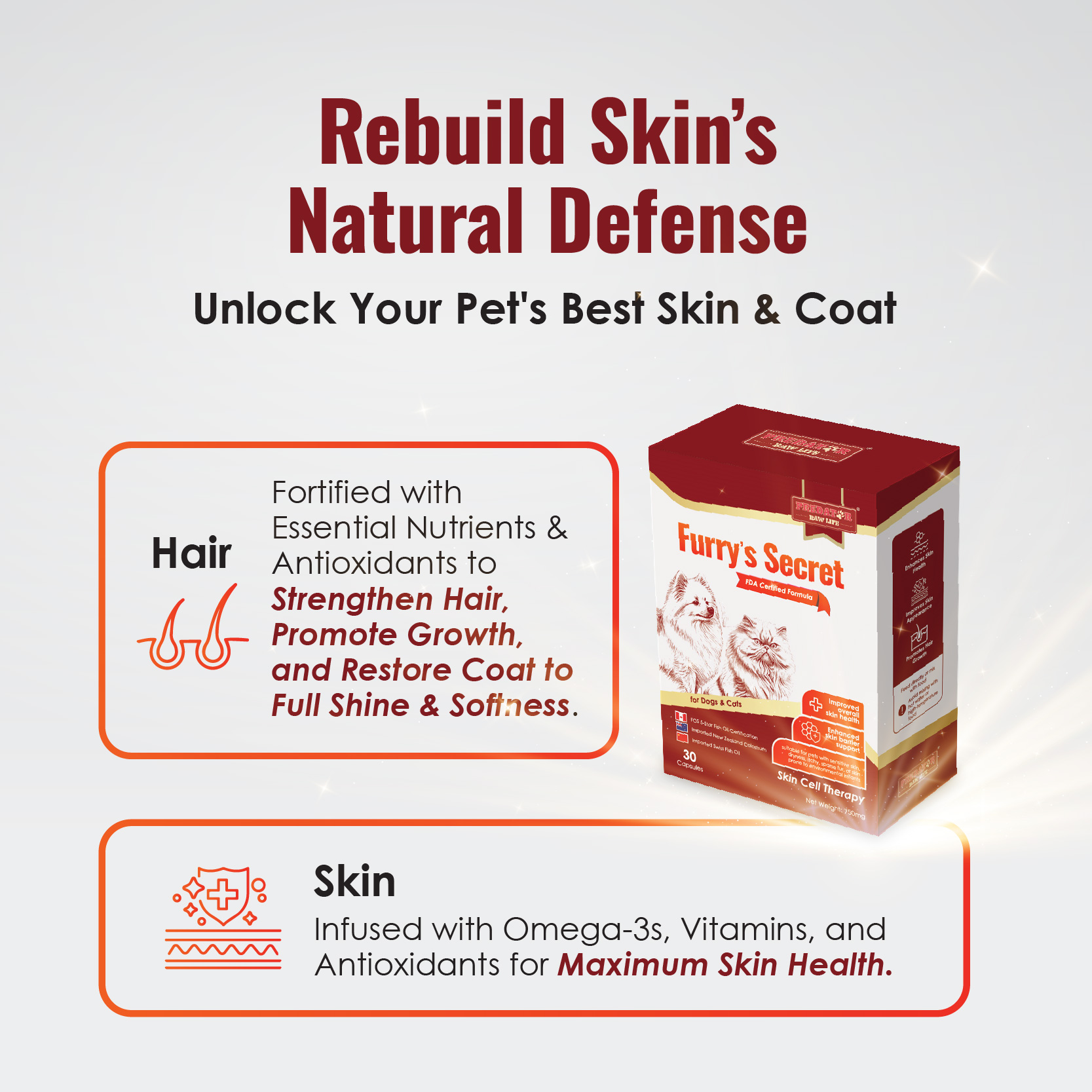 Predator Raw Life Pet Fish Oil + Skin Coat Dog Cat Fur Health Fungus ...