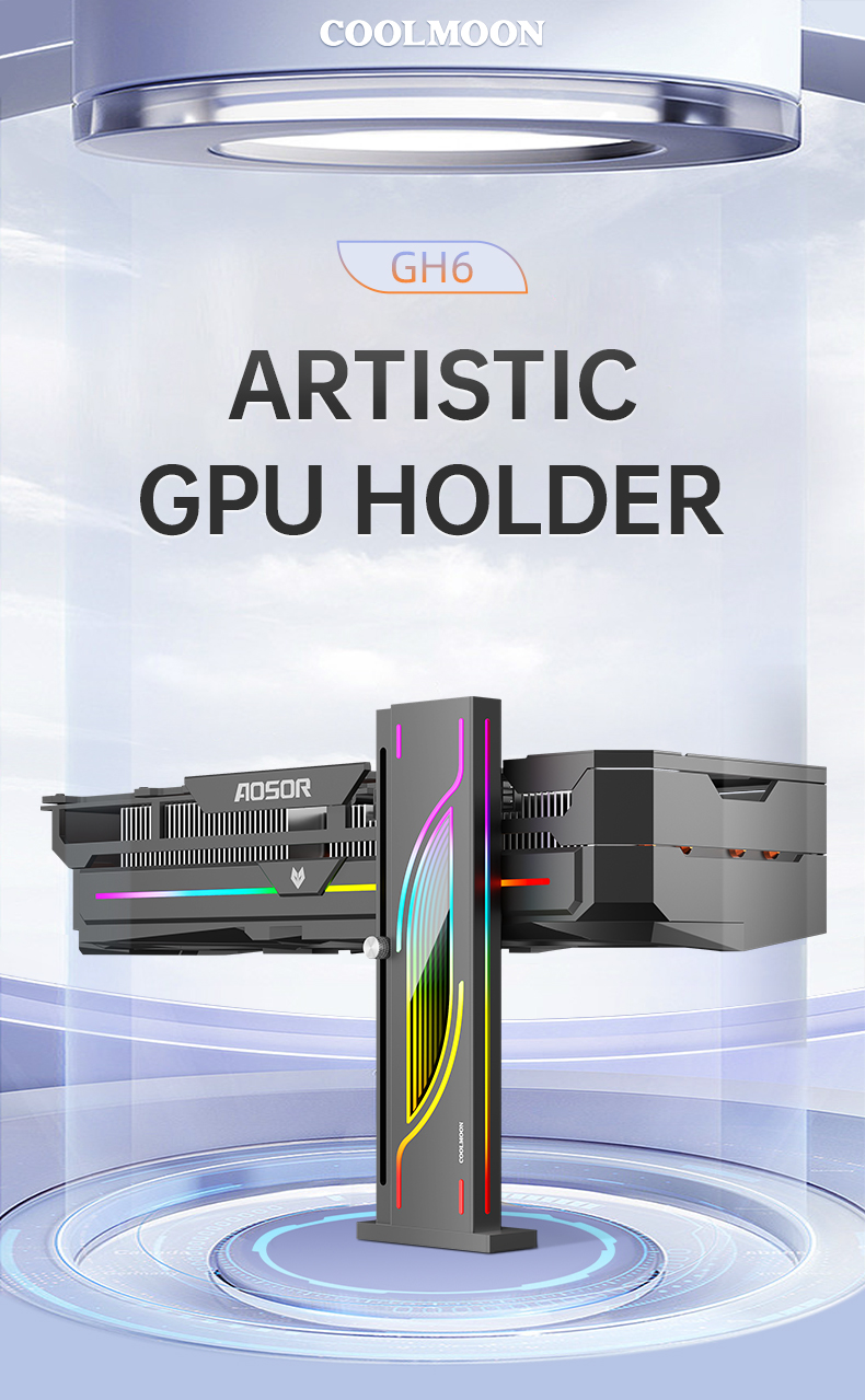 Coolmoon GPU Stand Holder ARGB Adjustable Support Mirror Transparent ...