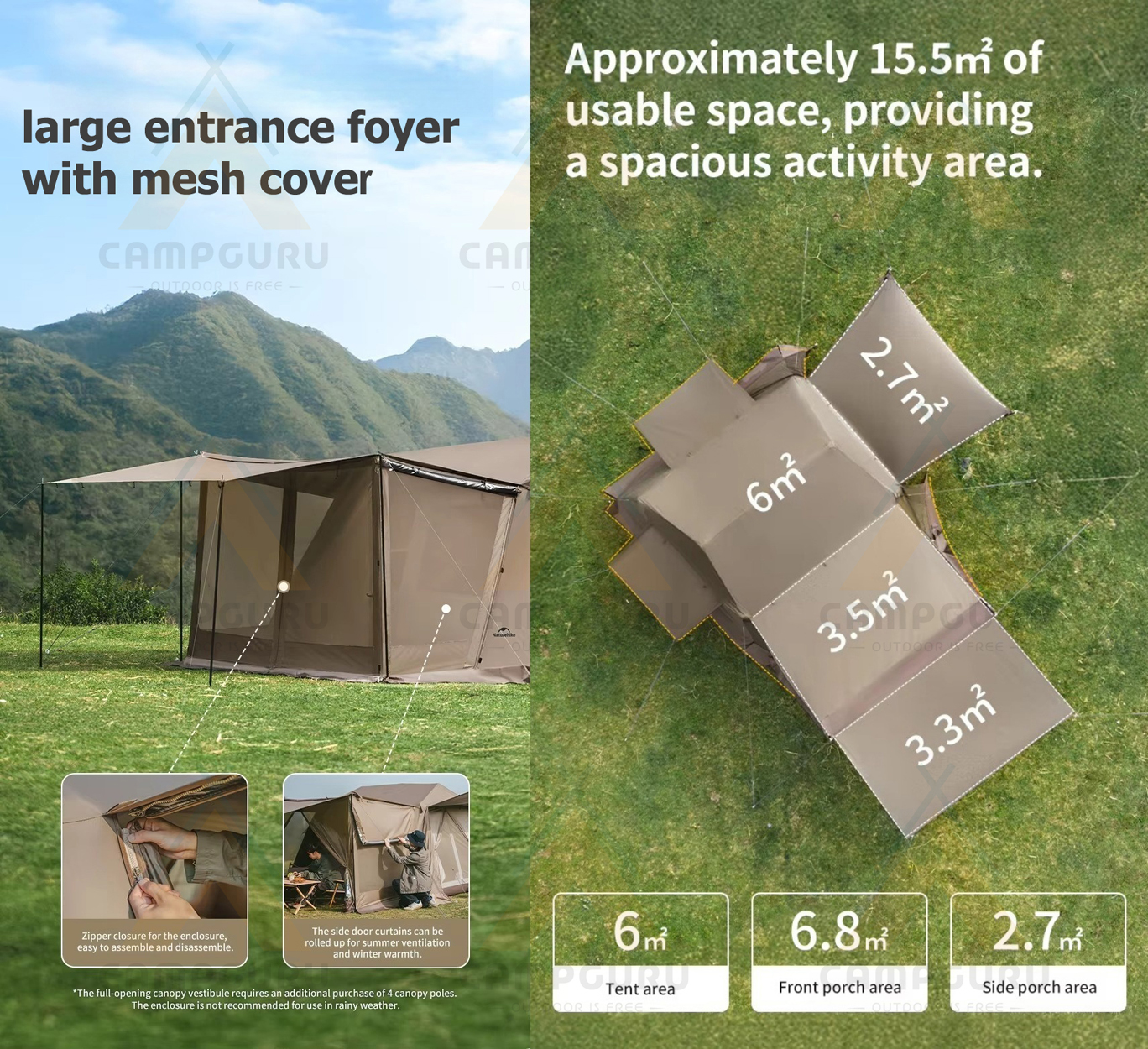 Naturehike Village 6 Gen 2 Flagship Edition Fast Automatic Cabin Tent Ti-Black Coating Camping ...