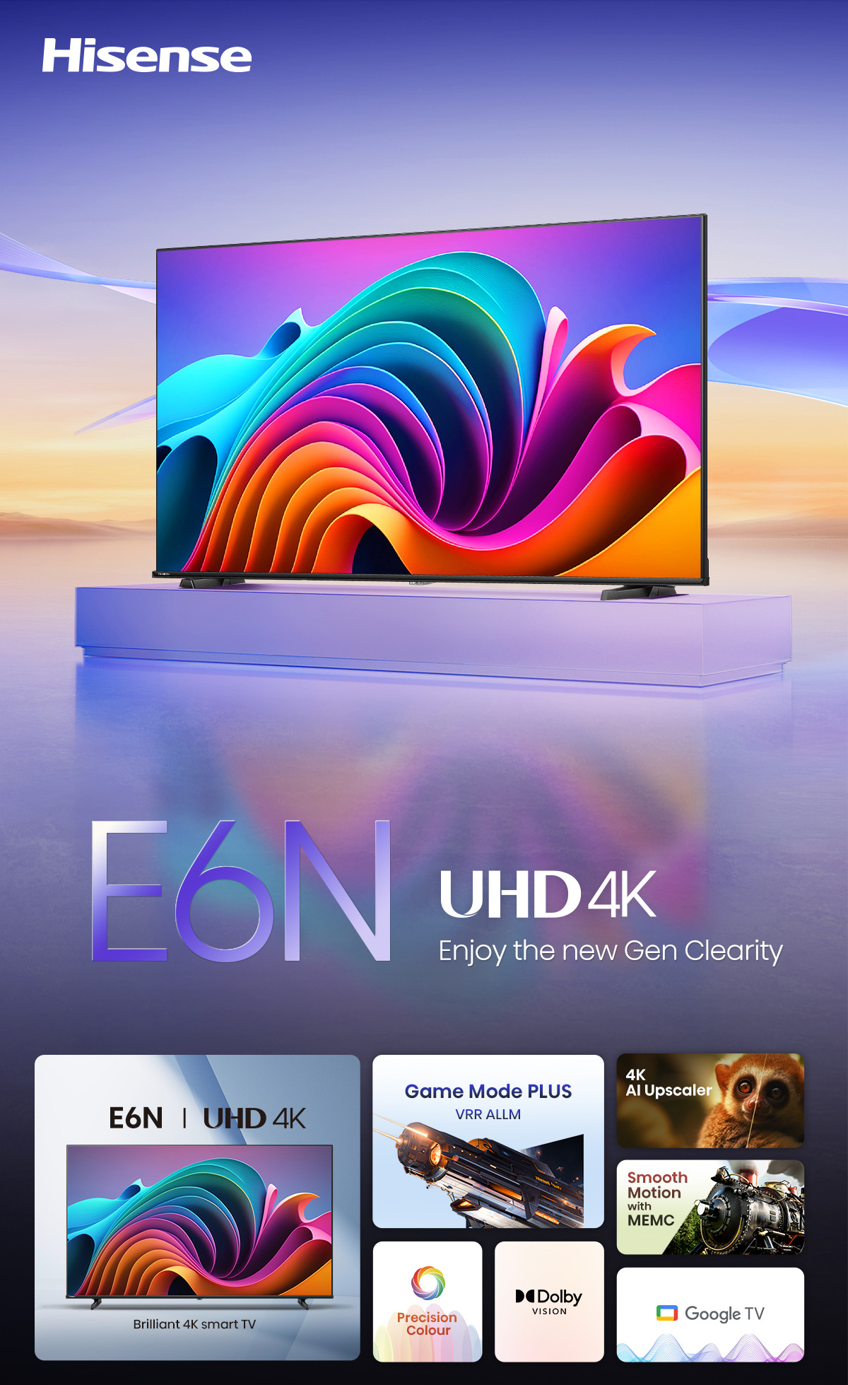 [FREE SHIPPING] Hisense E6N/E6Q 4K UHD Voice Control Smart TV/ Dobly ...