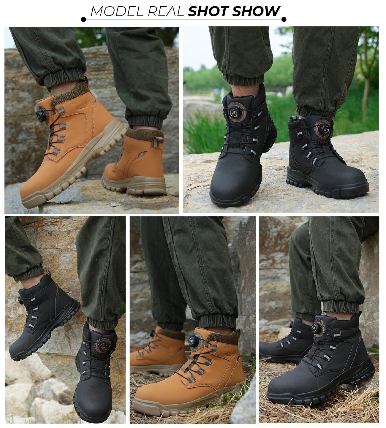 M MALL #900 High-Cut Safety Boot Shoes & Medium-Cut Anti-Smashing Steel ...