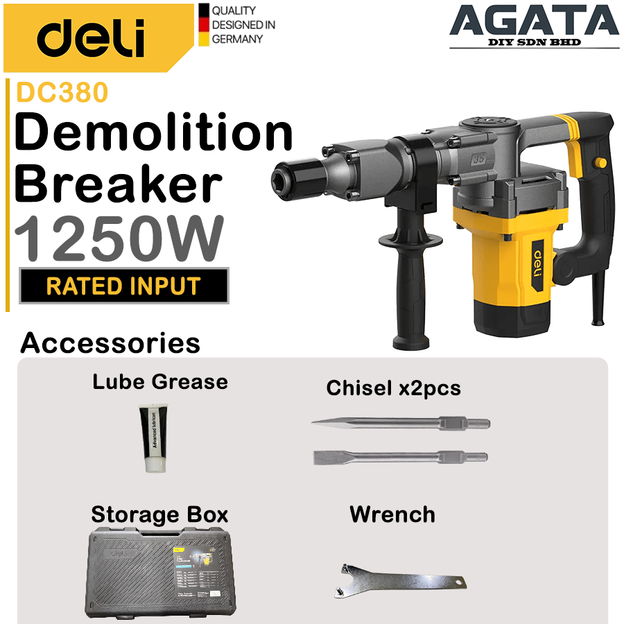 DELI 1250W Demolition Breaker DC380 Hacker Pick Electric Hammer Breaker ...