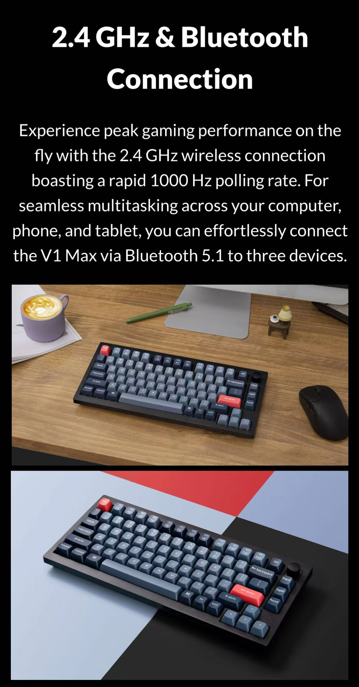 [New] Keychron V1 Max Wireless Mechanical Keyboard | 75% Layout ...