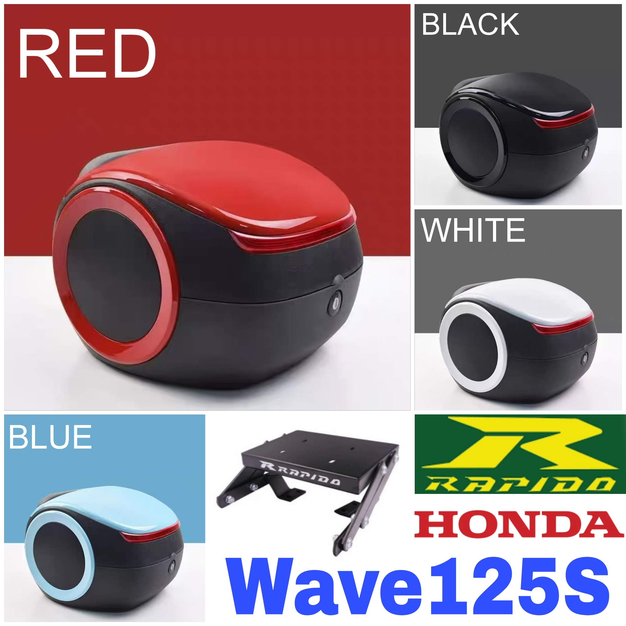 Combo Set Monorack Rapido Honda Wave125S Top Box Alien ABS Tail Box ...