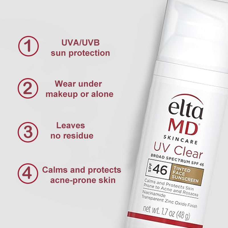 Elta MD UV Clear Facial Tinted Sunscreen SPF 46, Broad Spectrum Sport Sensitive Skin UV Clear ...