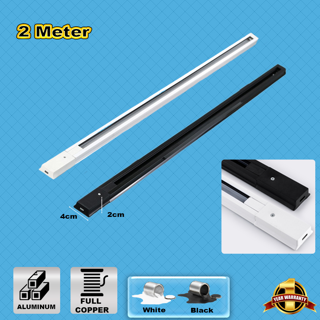 2 Meter Track Rail Lampu LED Tracklight Rail Spotlight Ceiling ...