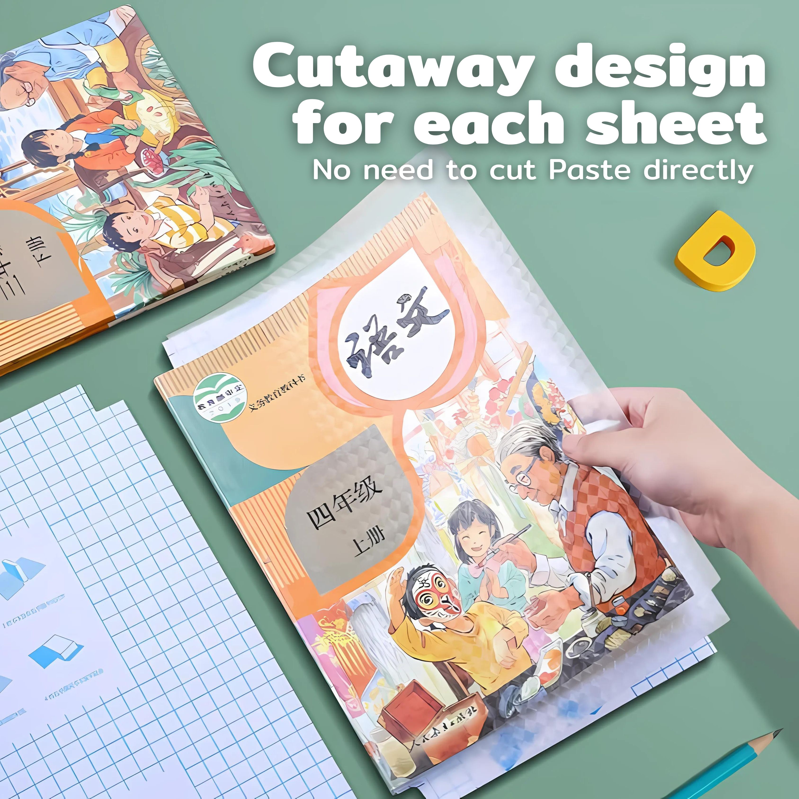 10 sheets Self-adhesive Book Pembalut Buku Teks Book Wrapper ...